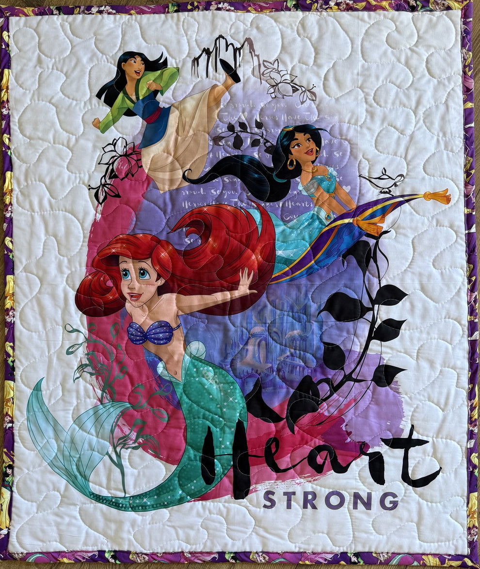 HEART STRONG PRINCESSES ARIEL, MULAN & JASMINE Quilted Blanket – DDSewHappy