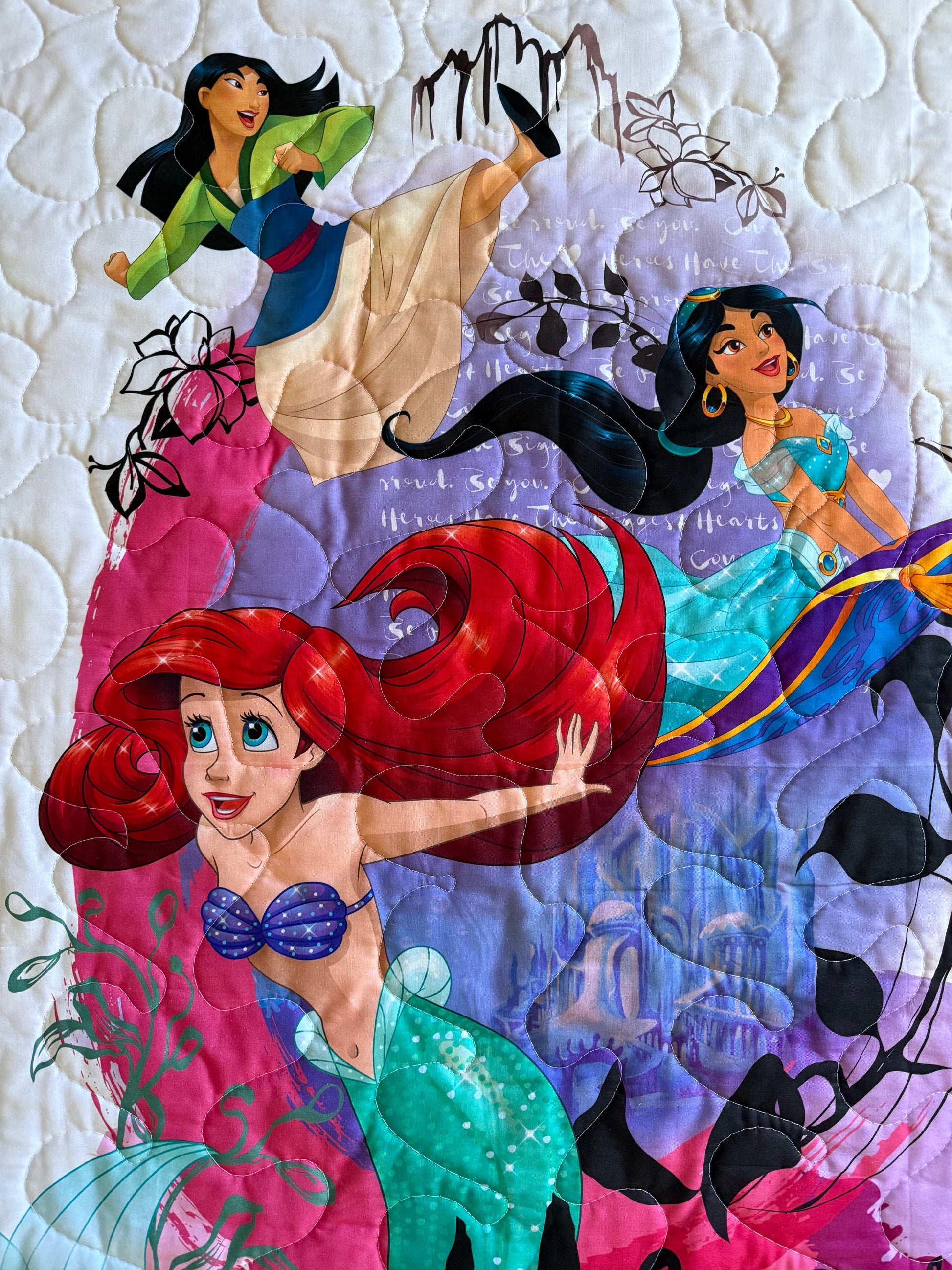 HEART STRONG PRINCESSES ARIEL, MULAN & JASMINE Quilted Blanket – DDSewHappy