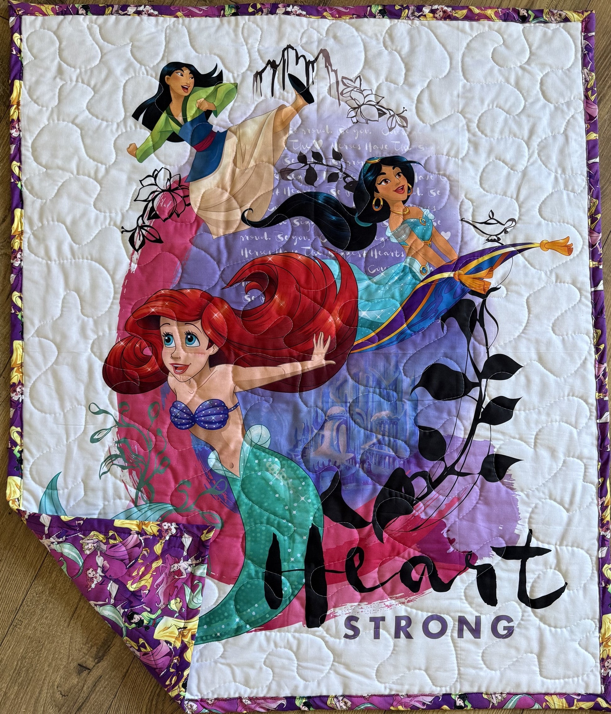 HEART STRONG PRINCESSES ARIEL, MULAN & JASMINE Quilted Blanket – DDSewHappy